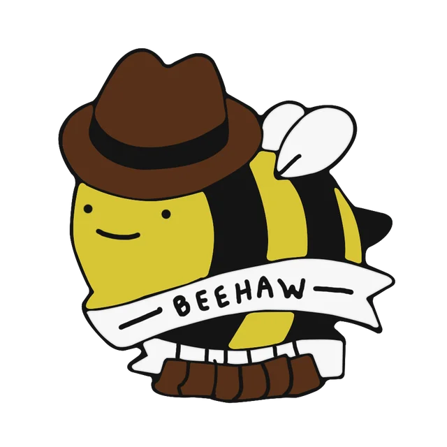 BEEHAW Bee KIND Enamel Pins Cowboy Cartoon Honey Bee Brooch Creative ...