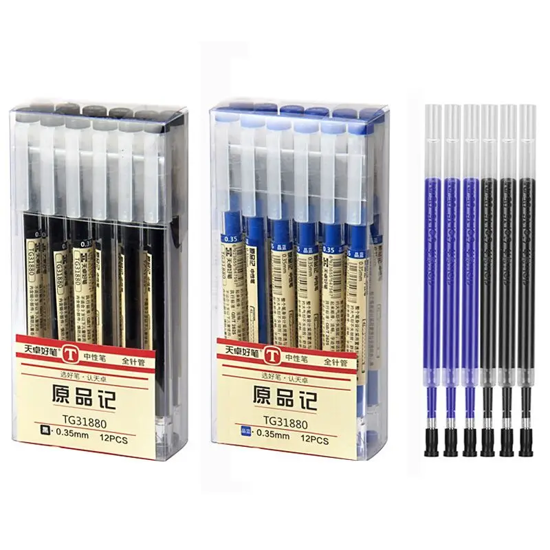 0.35mm Fine Gel Pen Blue/Black Ink Refills Rod for Handle Marker Pens ...