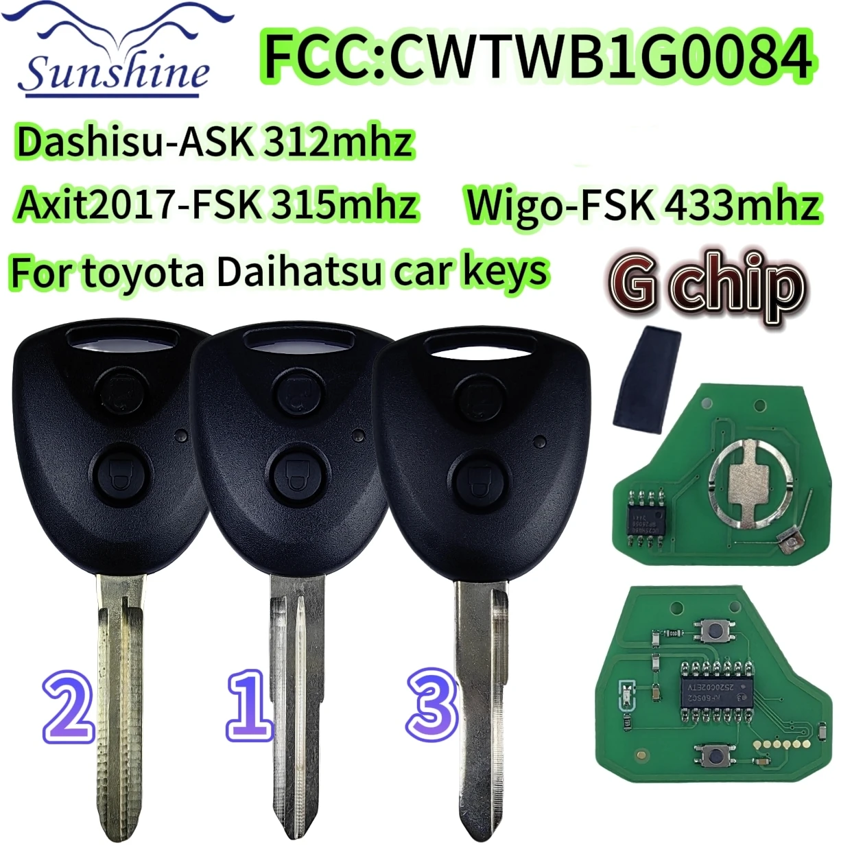 Sunshine CWTWB1G0084 G chip Remote key/PCB Board For toyota AVANZA Wigo ...