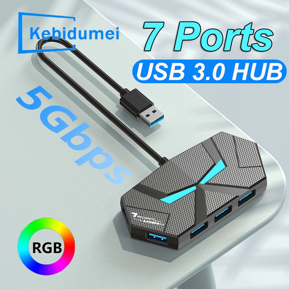 7-Ports-USB-3-0-HUB-Type-C-Docking-Station-5Gbps-High-Speed ...