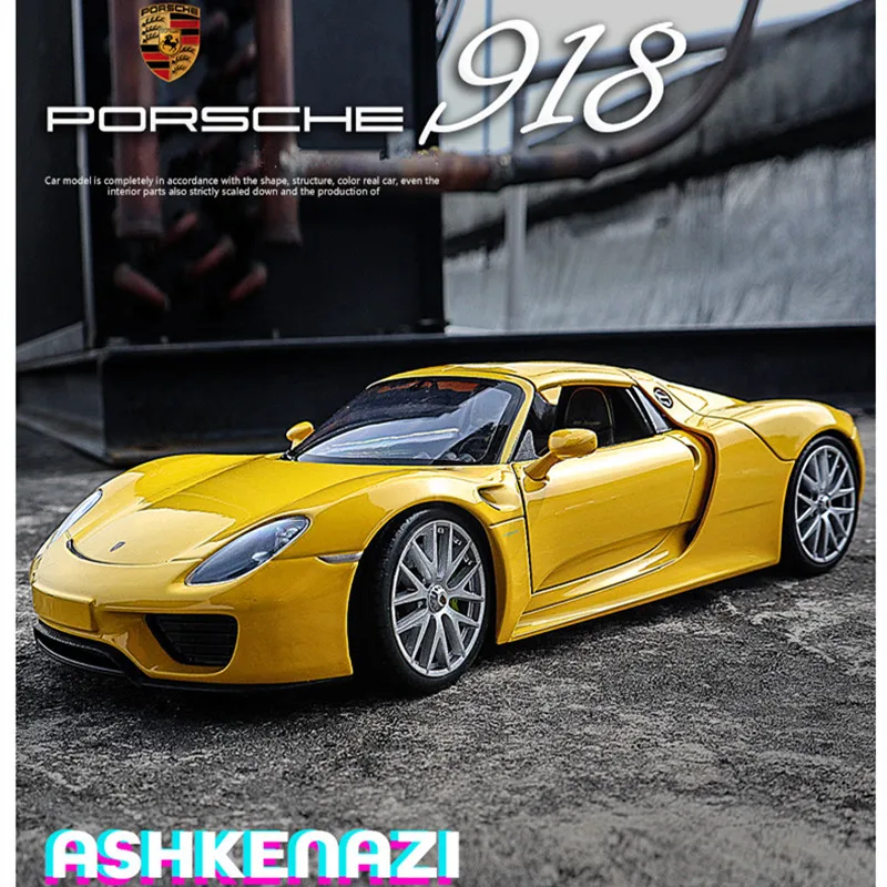 1-24-Porsche-918-Spyder-yellow-sports-car-simulation-alloy-car-model ...