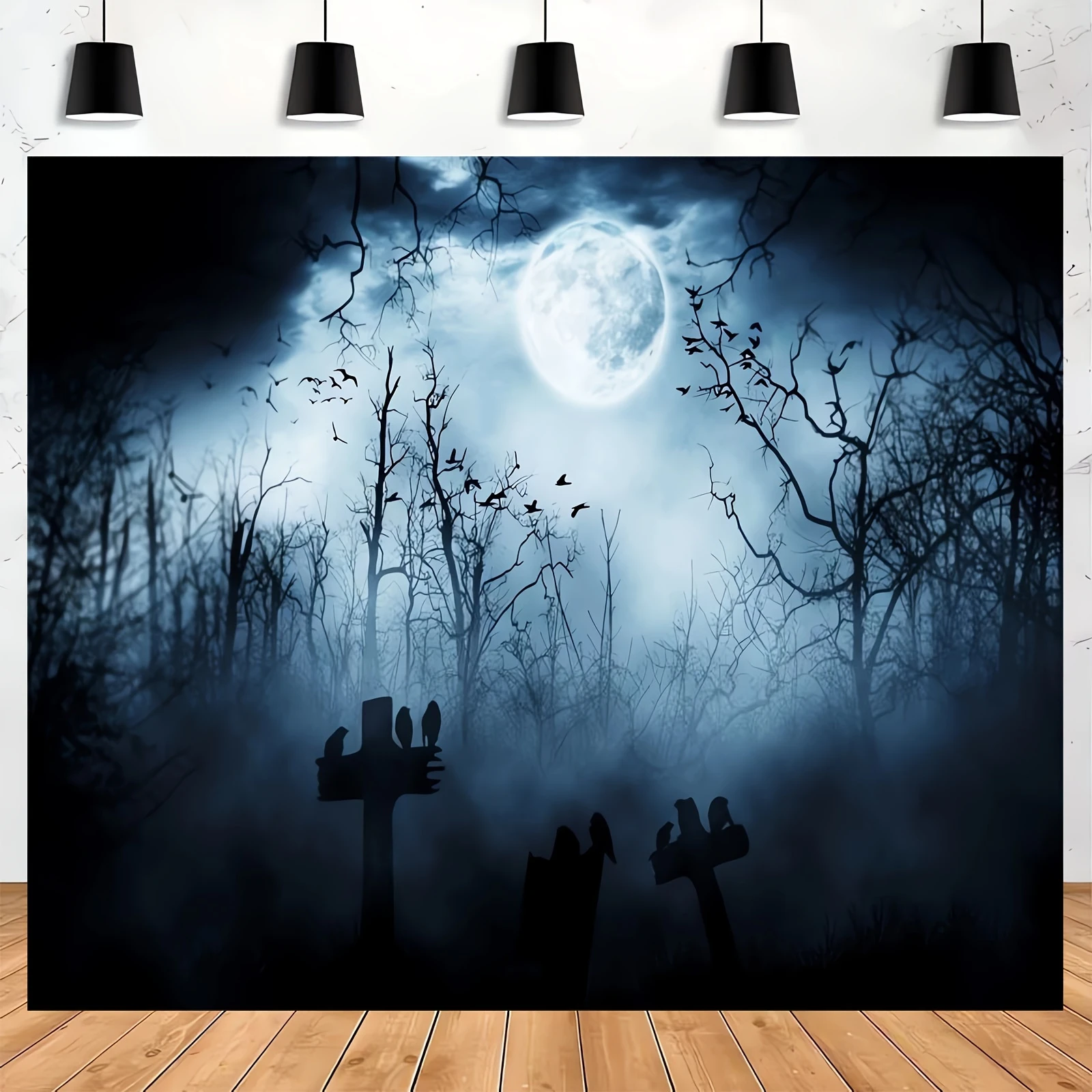 Haunted Bats Flying on Dark Forest Tombstones - Realistic Gothic ...