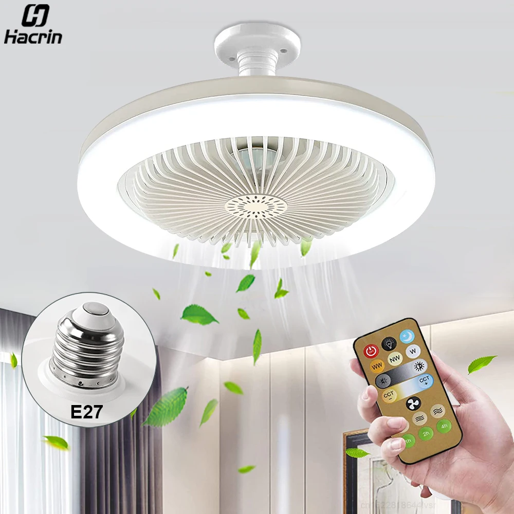 Ceiling Fan With Lights Remote Control E27 Converter Base 30W Smart ...