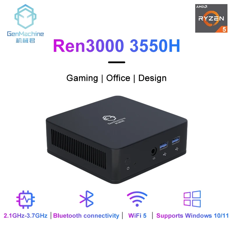 GenMachine-Mini PC Gamer Computer, CPU AMD Ryzen 5 3550H, Windows 10 ...