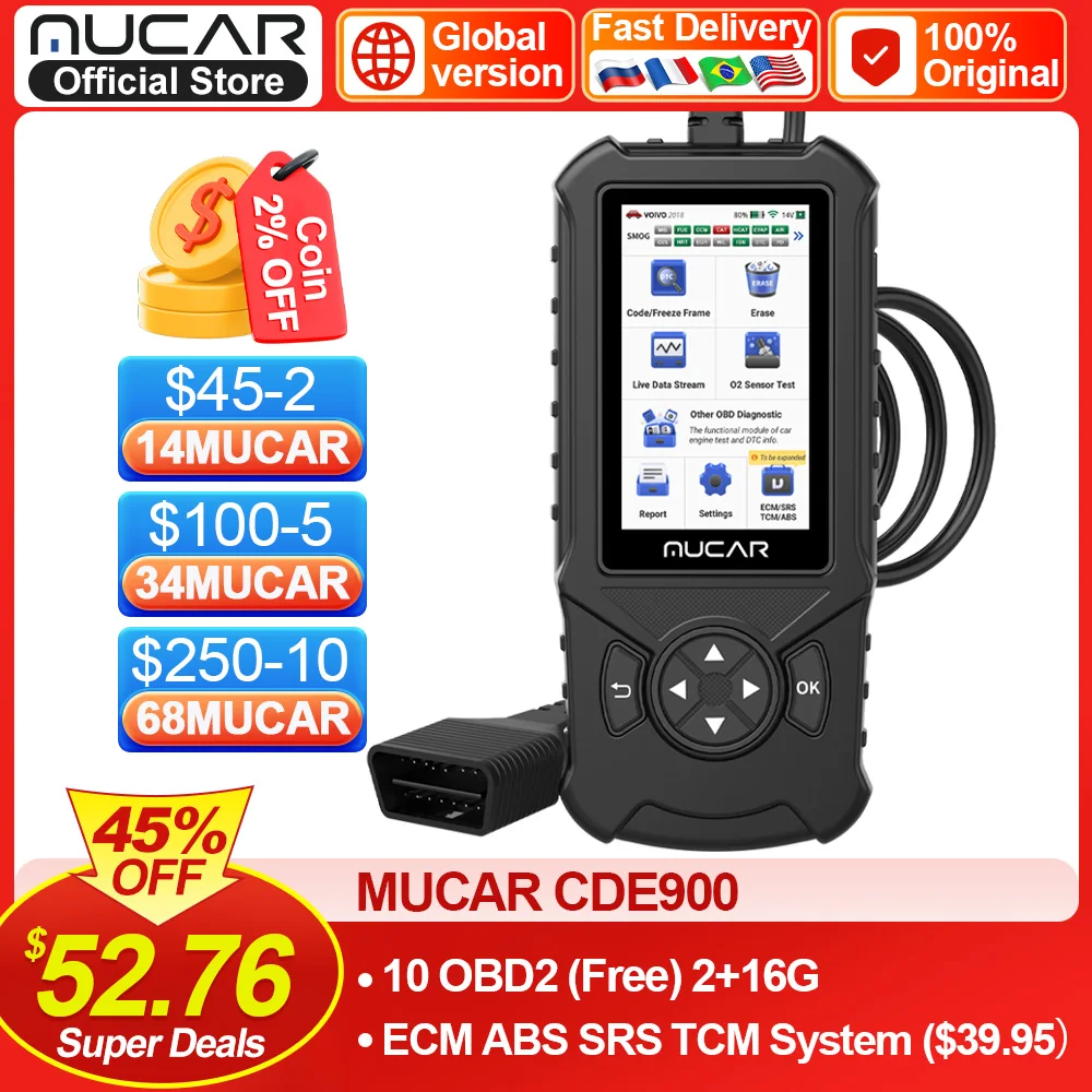 Mucar-CDE900-OBD2-Diagnostic-Tools-16G-ROM-WIFI-Engine-Automotive-OBD-2 ...
