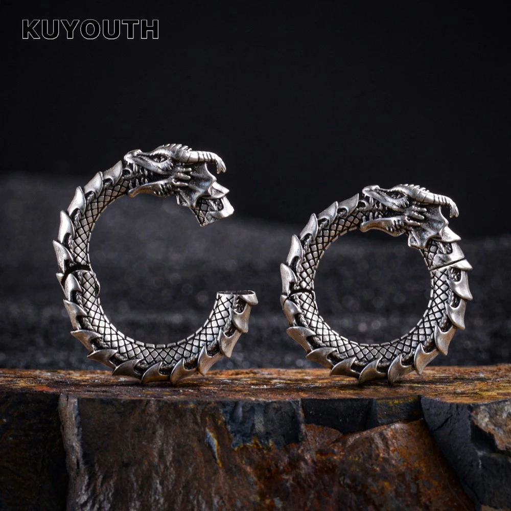 KUYOUTH Trendy Copper Dragon Ring Ear Weight Magnet Earring Gauges ...