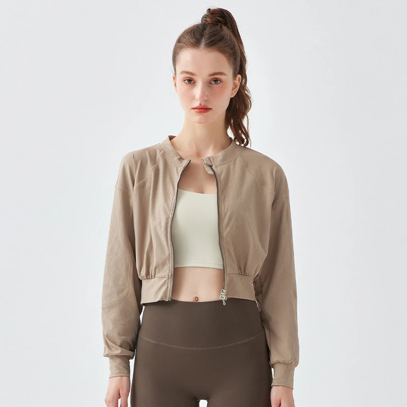 Women-Loose-Sport-Jackets-Quick-Dry-Yoga-Running-Jacket-Double-Zip ...