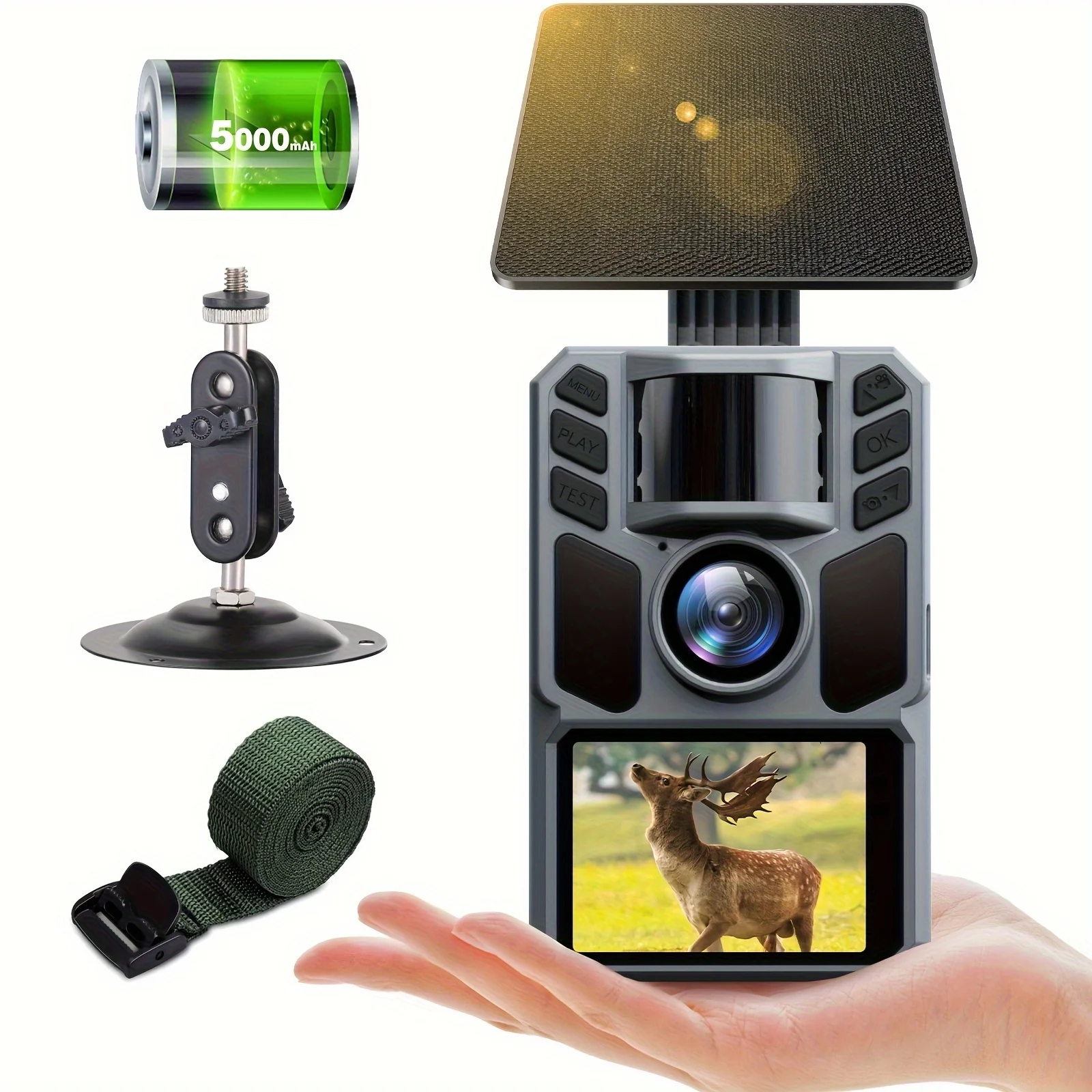 4K 64MP Solar-Powered Game Camera | 130° Wide-Angle Deer & Wildlife ...