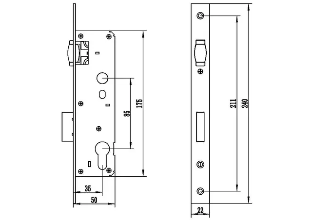 Series Single & Multipoint Aluminum Alloy Indoor Wooden Door Lock Body ...