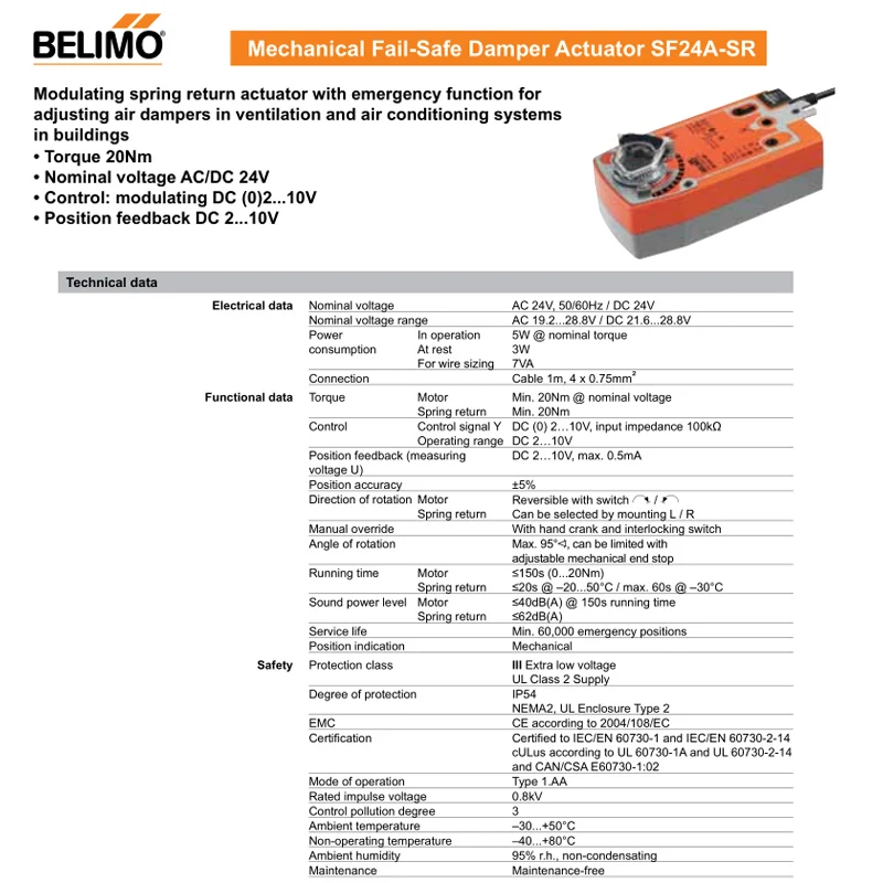 Technical Data Sheet SF24A-SR Betec Controls, 40% OFF