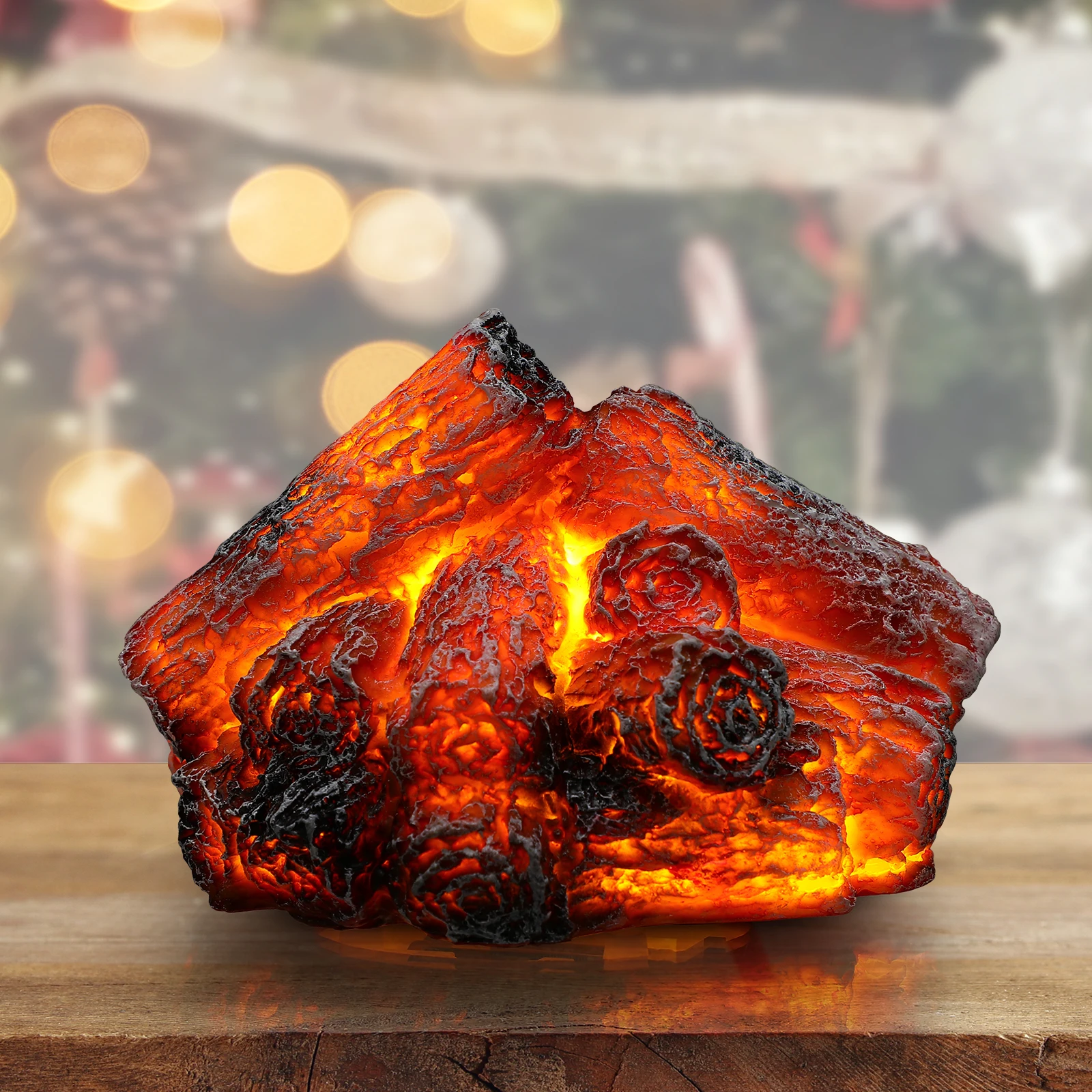 Plastic Bonfire Lamp Flameless Charcoal Light Christmas Usb Home ...