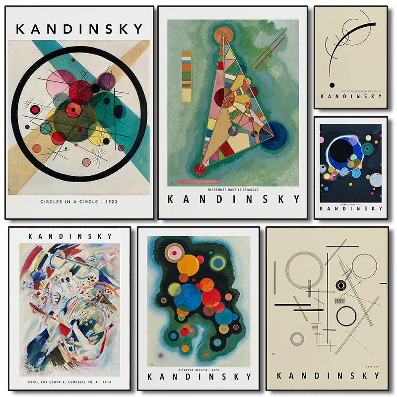 Wassily Kandinsky Works Exhibition Poster Modern Bauhaus Geometric ...
