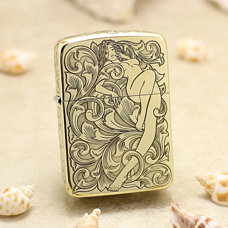 Genuine Zippo female celestial oil lighter copper windproof cigarette ...