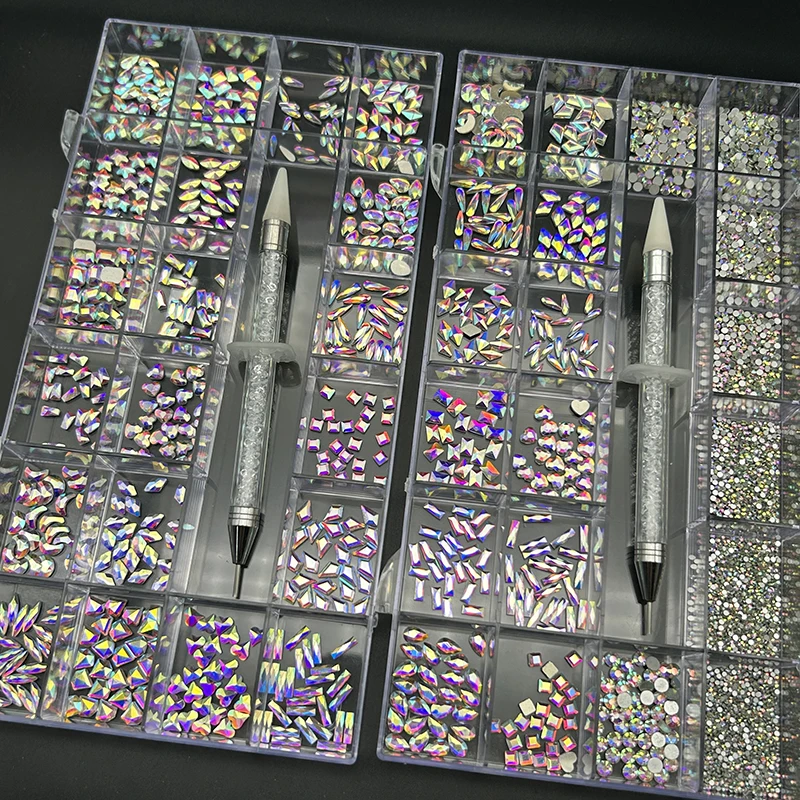 1Box Nail Art Rhinestones Set 3D Nail Charms Jewelry Gem Alloy Luxury ...