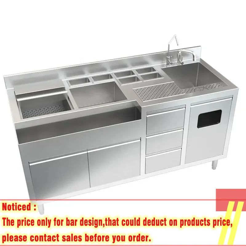 Stainless-steel-cocktail-station-with-ice-bin-drawer-bar-station-for ...