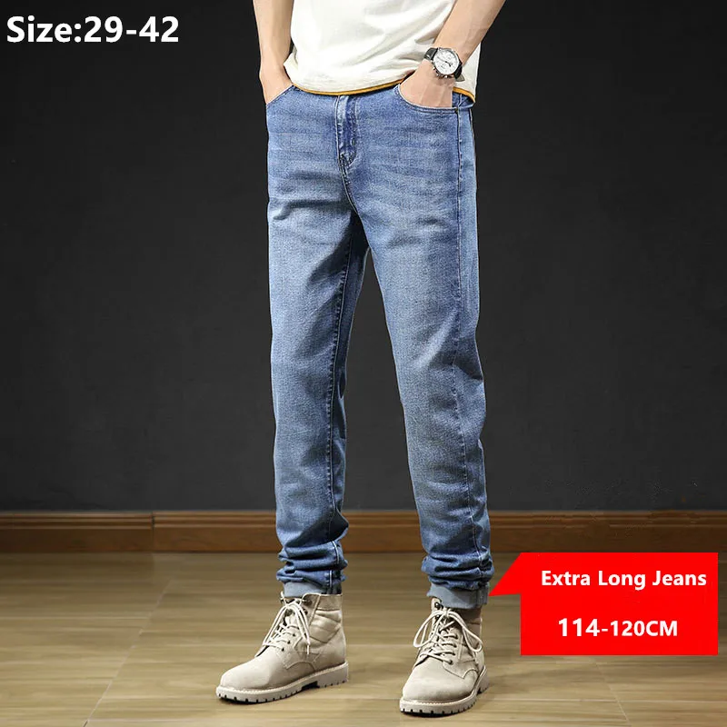 Tall Men 114CM 120CM Extra Long Blue Denim Jeans Stretched Plus Size 42 ...