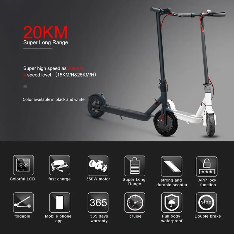 Electric-Scooters-T4-36V-7-5ah-350W-Brushless-Motor-Solid-Tire-45KM ...