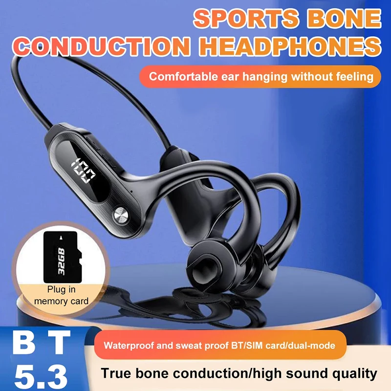 New V30 Bone Conduction Headphones Bluetooth 5.3 Earless IPX5 ...