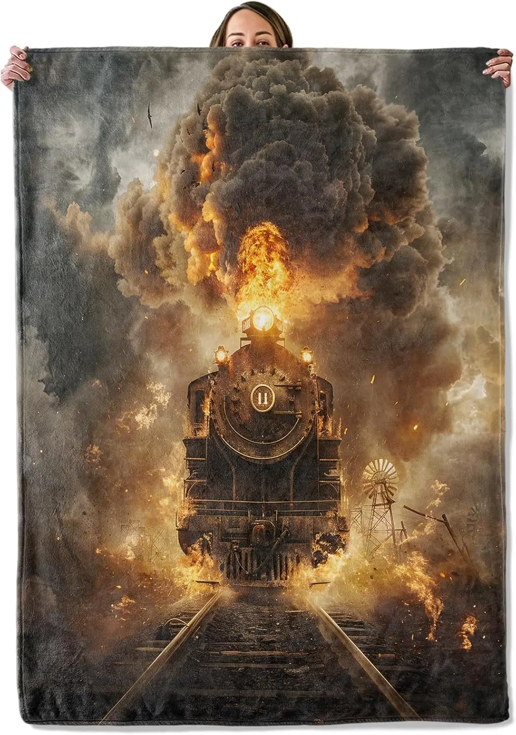 Steam Train Print Fleece Throw Blanket, Vintage Gift for Train Lovers ...
