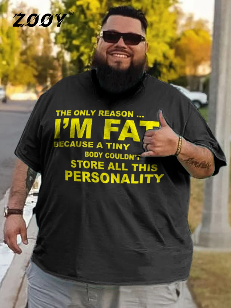 Plus-size-men-s-T-shirt-I-am-fat-letter-short-sleeve-T-shirt-letter ...