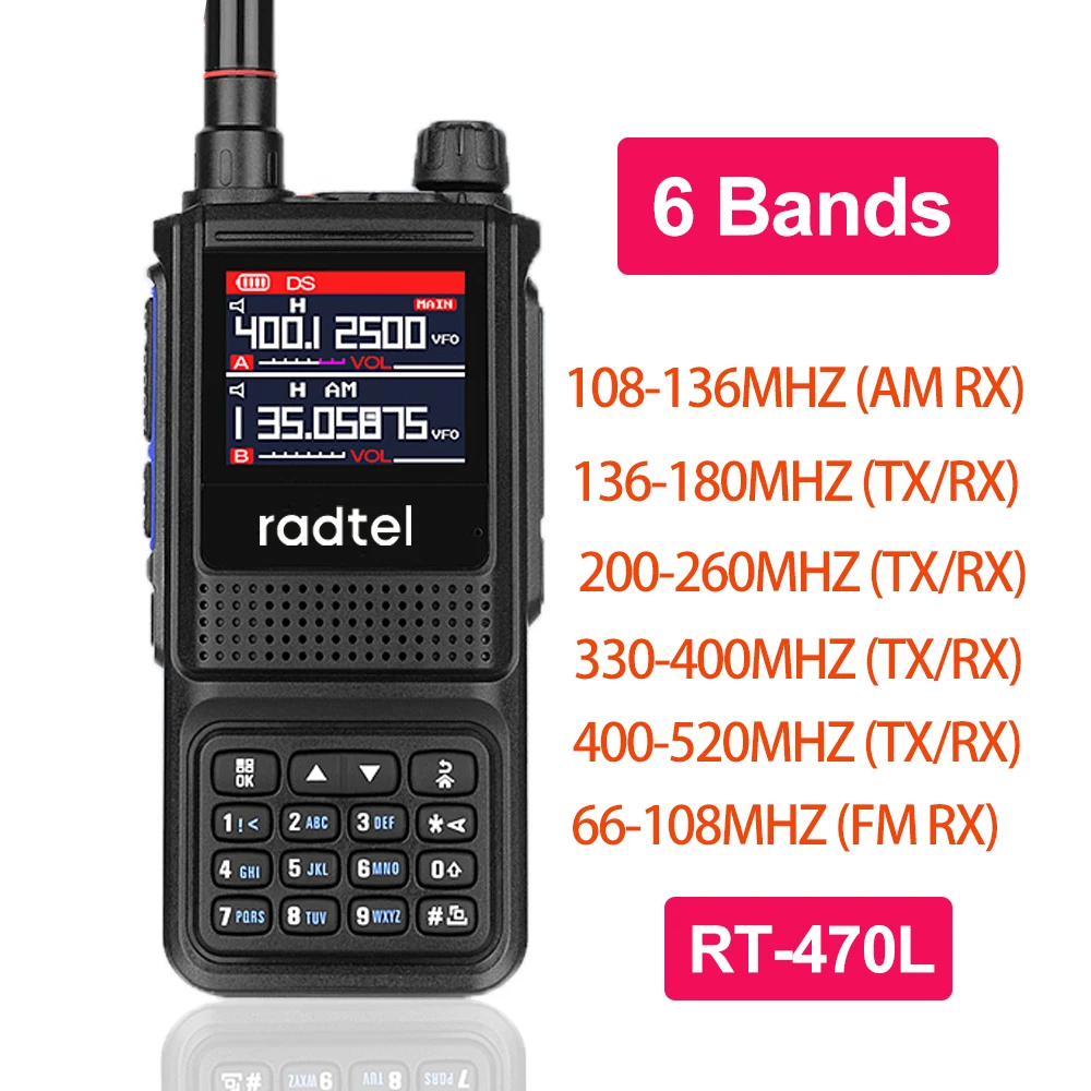 Radtel RT-470L 5W 6 Bands Amateur Ham Two Way Radio Station 256CH Air ...