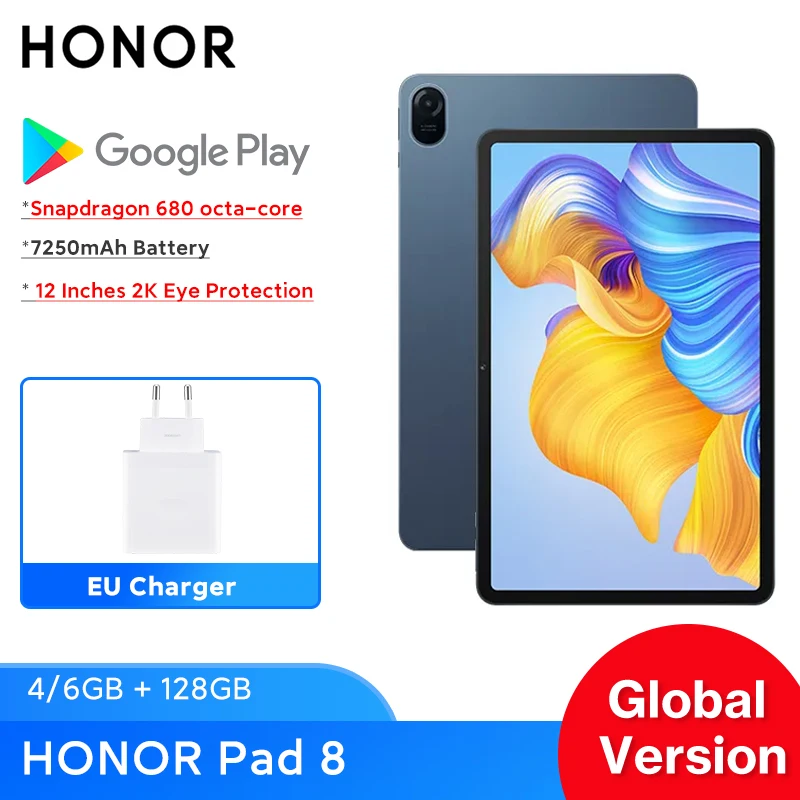 HONOR Tableta HONOR Pad 8 versión Global, 12 pulgadas, 2K, pantalla de protección ocular, 128GB ...