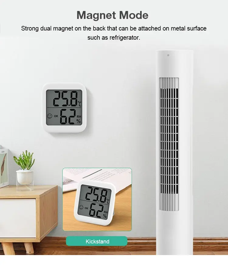 Termómetro Digital Magnético Higrómetro De Medidor Monitor Temperatura ...