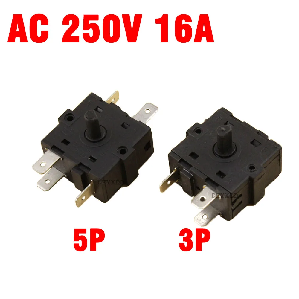 1Pcs Electric Room Heater 3Pin 5Pin Rotary Switch Selector AC 250V 16A ...
