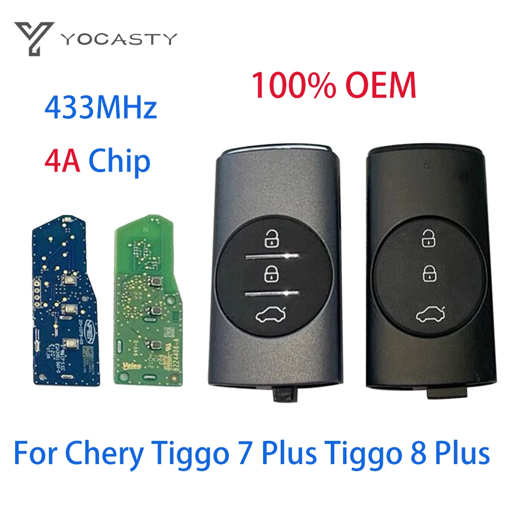 YOCASTY Original 3 Button Keyless Car Key 434Mhz 4A Chip for Chery ...