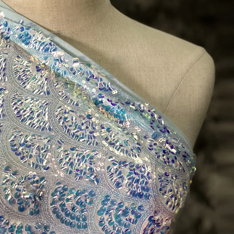 Light-Pink-Blue-Fish-Scale-Shape-Colorful-Elastic-Mesh-Embroidery ...