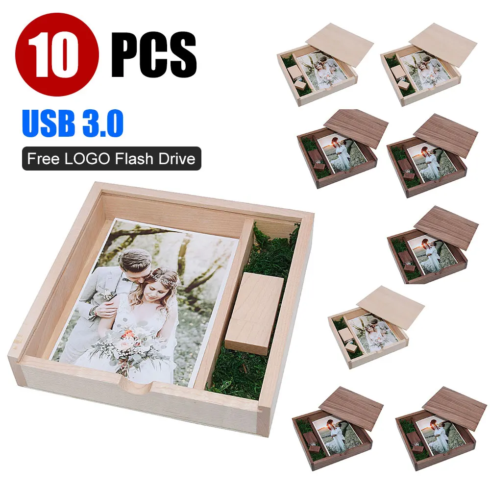 10pcs-Wood-Photo-Gift-Box-USB3-0-Flash-Drives-Free-Logo-Wedding-Custom ...