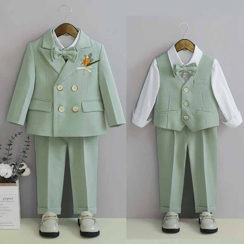 Child Green Suit Set Spring Boys Performance Birthday Banquet Wedding ...