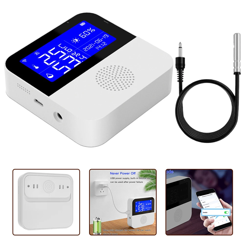Smart-Life-WIFI-Temperature-And-Humidity-Sensor-Alarm-Meter-Intelligent ...