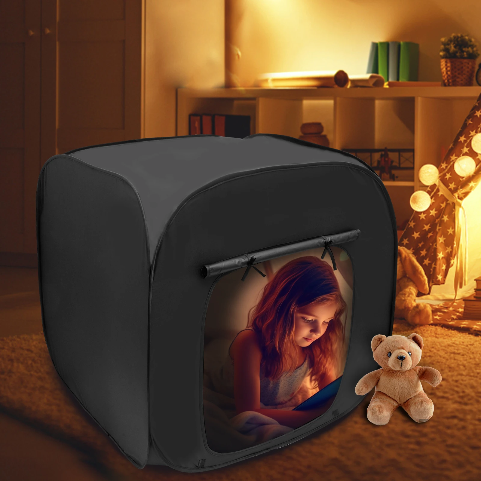 Kid-Blackout-Tent-Foldable-Pop-Up-Tent-with-Storage-Bag-Oxford-Cloth ...