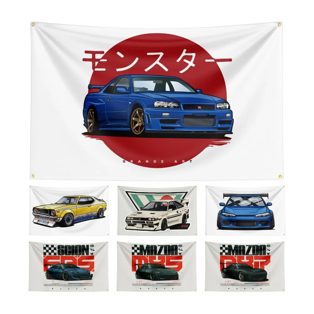 Skyline Gtrs 35 Generation Evolution Eat Sleep JDM Flag poliéster ...