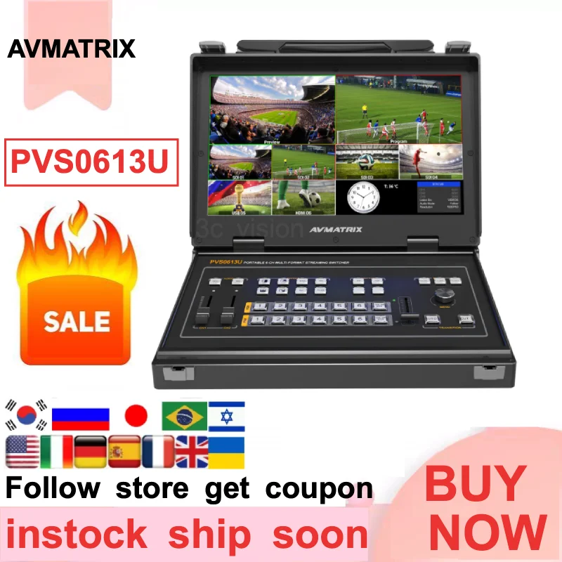 AVMATRIX 새로운 PVS0613U 13.3 인치 IPS FHD 화면 휴대용 6 채널 4SDI 및 2HDMI 입력 멀티 포맷 ...