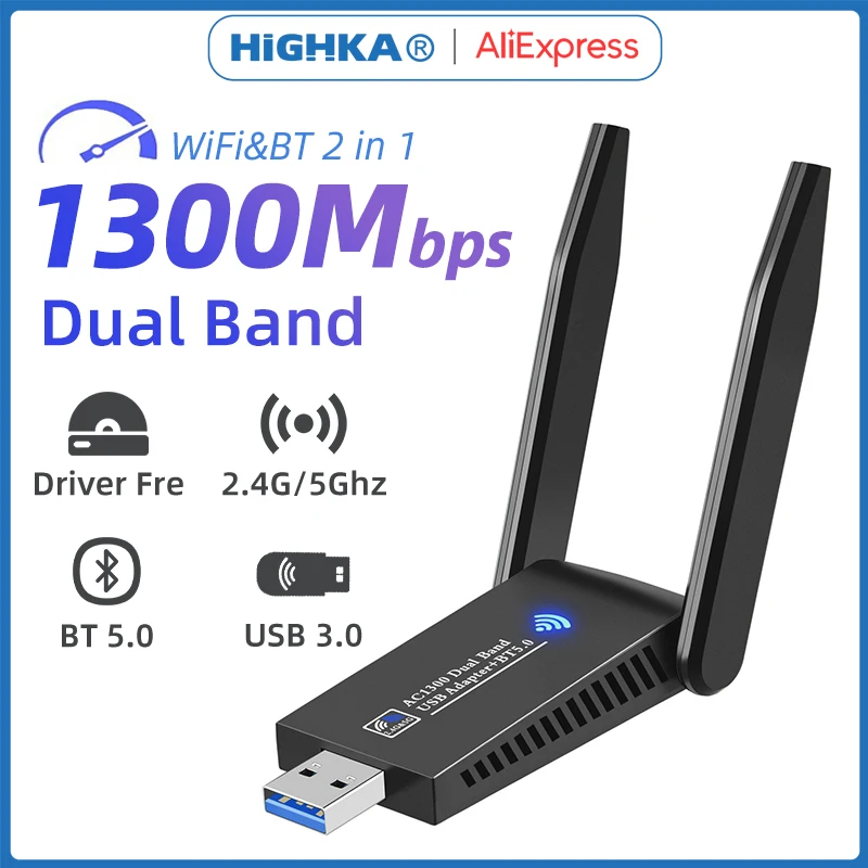 USB-Wi-Fi-Wireless-Network-Card-Bluetooth-5-0-USB-3-0-Dongle-5ghz-WiFi5 ...