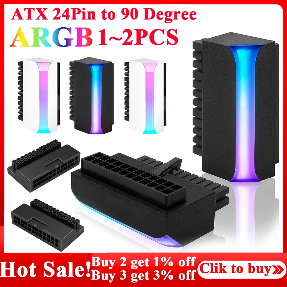Motherboard Atx 24pin 90 Degree Adapter | Motherboard Argb Connector ...