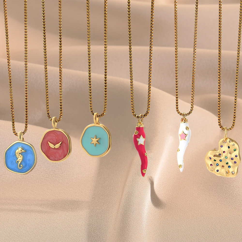 Bohemian-Moon-Star-Necklace-for-Women-Cute-Heart-Sun-Pendant-Gold-Color ...