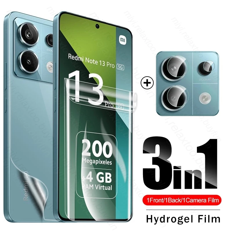 For-Redmi-Note-13-Pro-5G-Case-3To1-Soft-Hydrogel-Film-Back-Screen ...