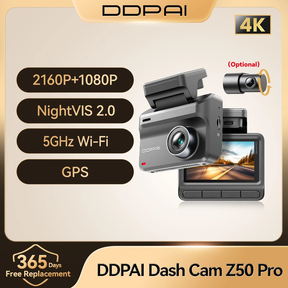 DDPAI Z50 Pro Dash Cam 4K Car DVR Night Vision 5GHz Wi-Fi GPS ADAS 24h ...