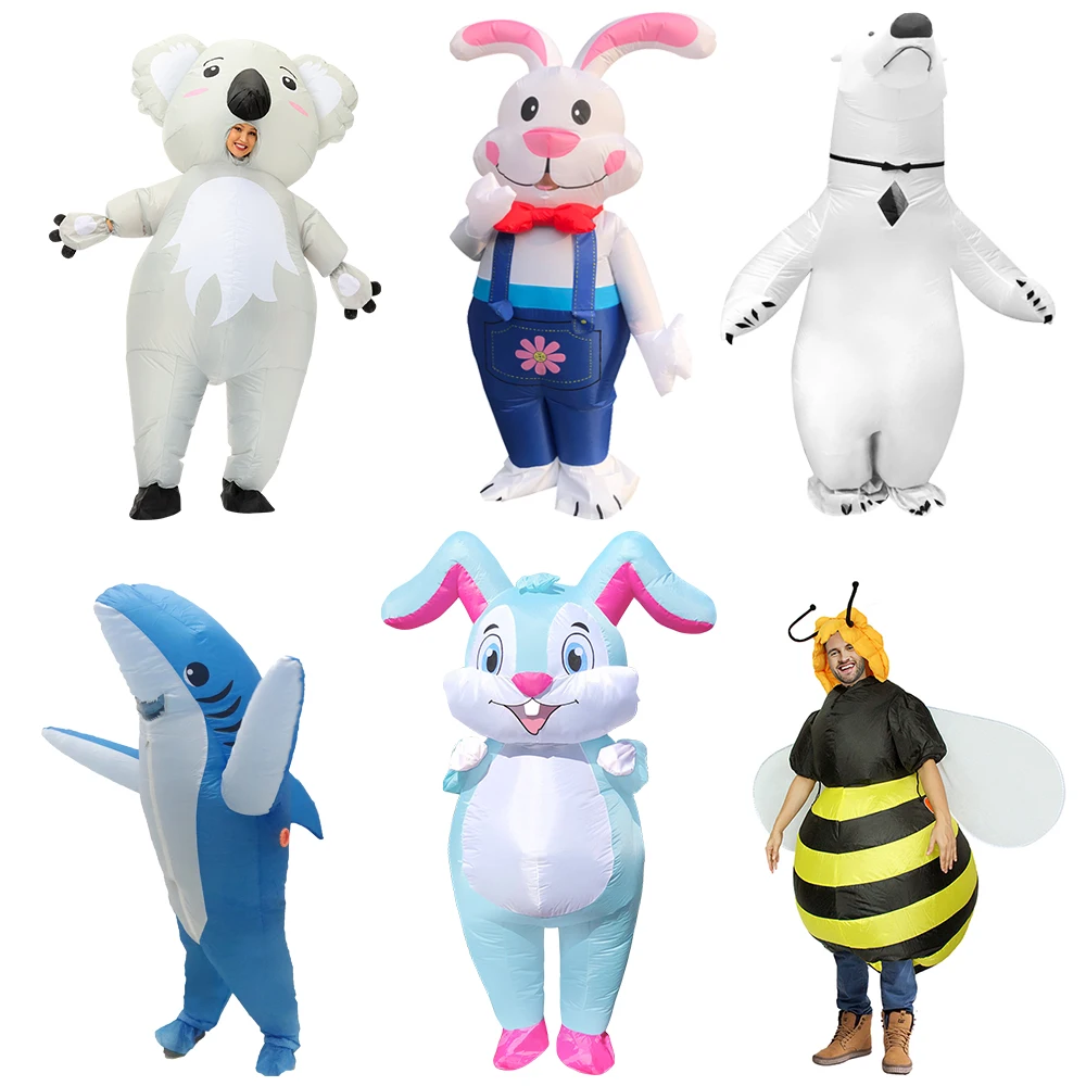 Volwassen-Schattige-Dieren-Opblaasbare-Kostuum-Bunny-Zebra-Haai-Bee ...