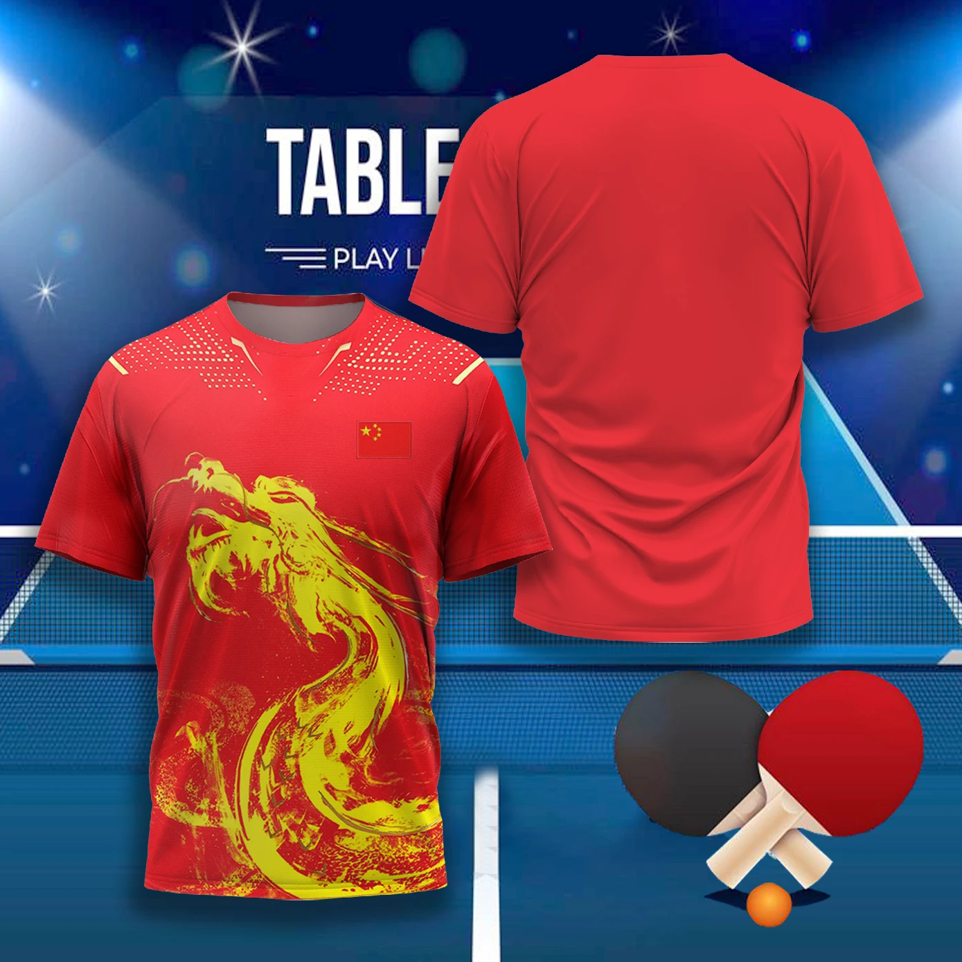Nieuwe Sneldrogend Chinese Draak Tafeltennis Kleding Mannen Vrouwen T ...