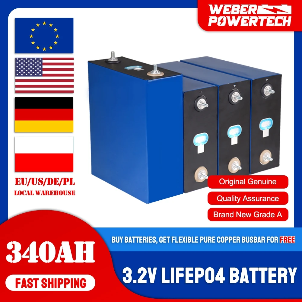 2/4/8/16/32PCS 3.2V 340Ah Battery LiFePO4 Grade A Rechargeable Batteri ...