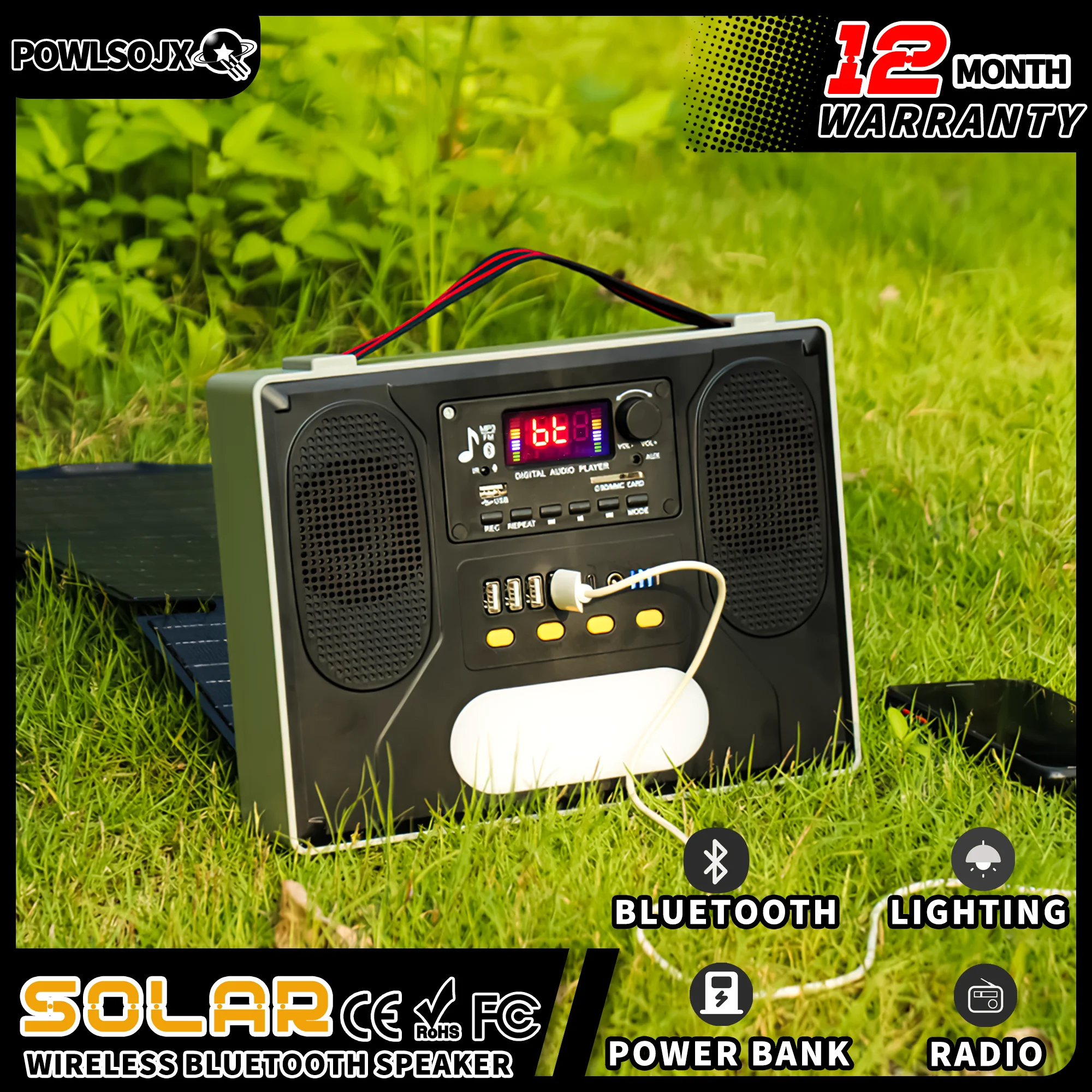POWLSOJX-Solar-Powered-Music-Player-Portable-Foldable-Panels-Bluetooth ...