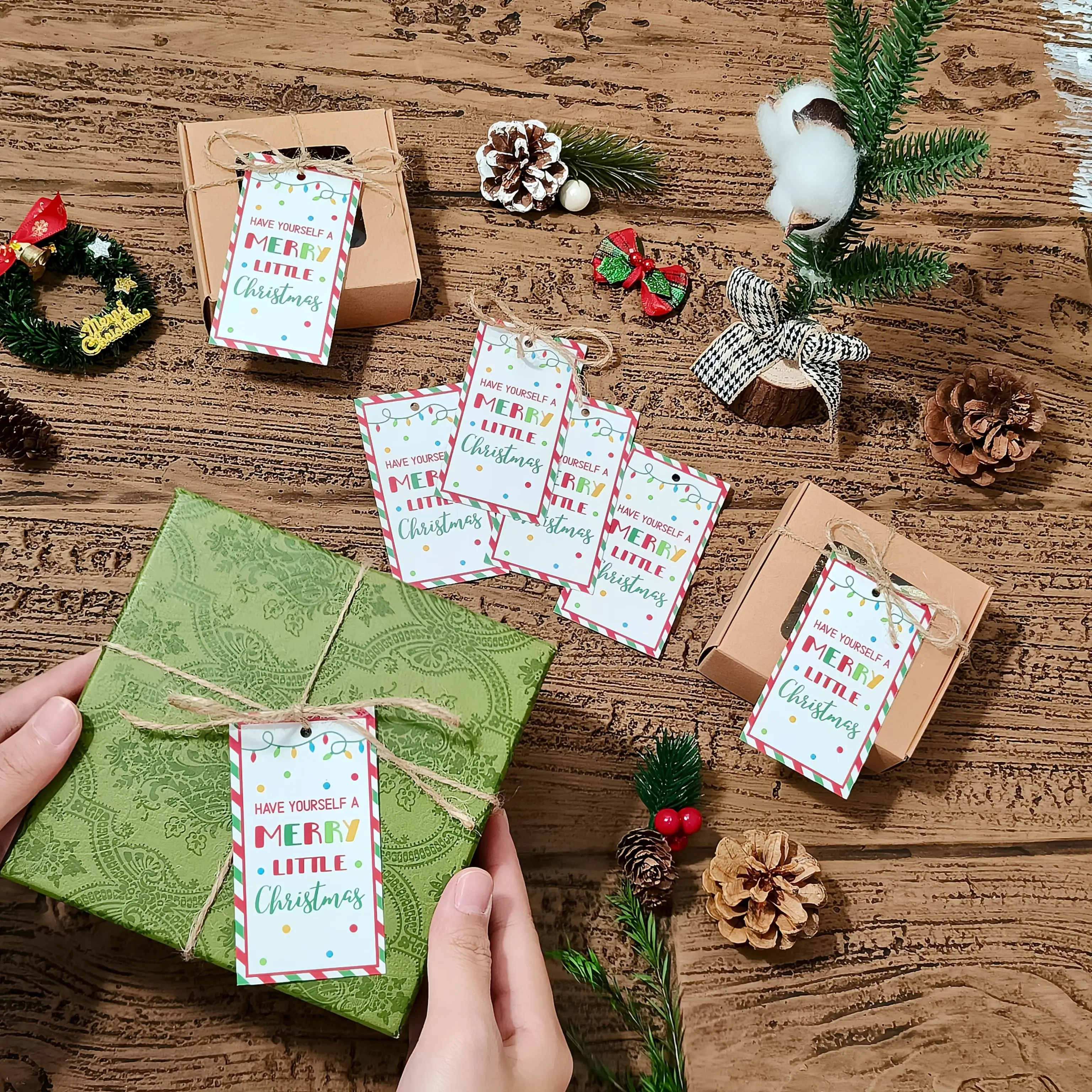 50/100sets Merry Christmas Gift Tags, White Christmas Tags for Holiday ...