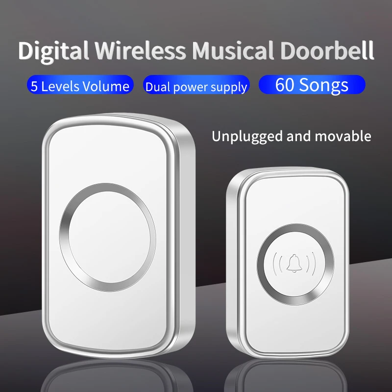 CACAZI-DC-Wireless-Doorbell-Sets-for-Home-Waterproof-60-Ringtones ...