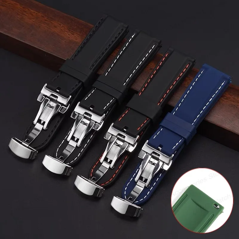 Rubber-Watch-Strap-18mm-20mm-22mm-24mm-Waterproof-Watchband-Quick ...