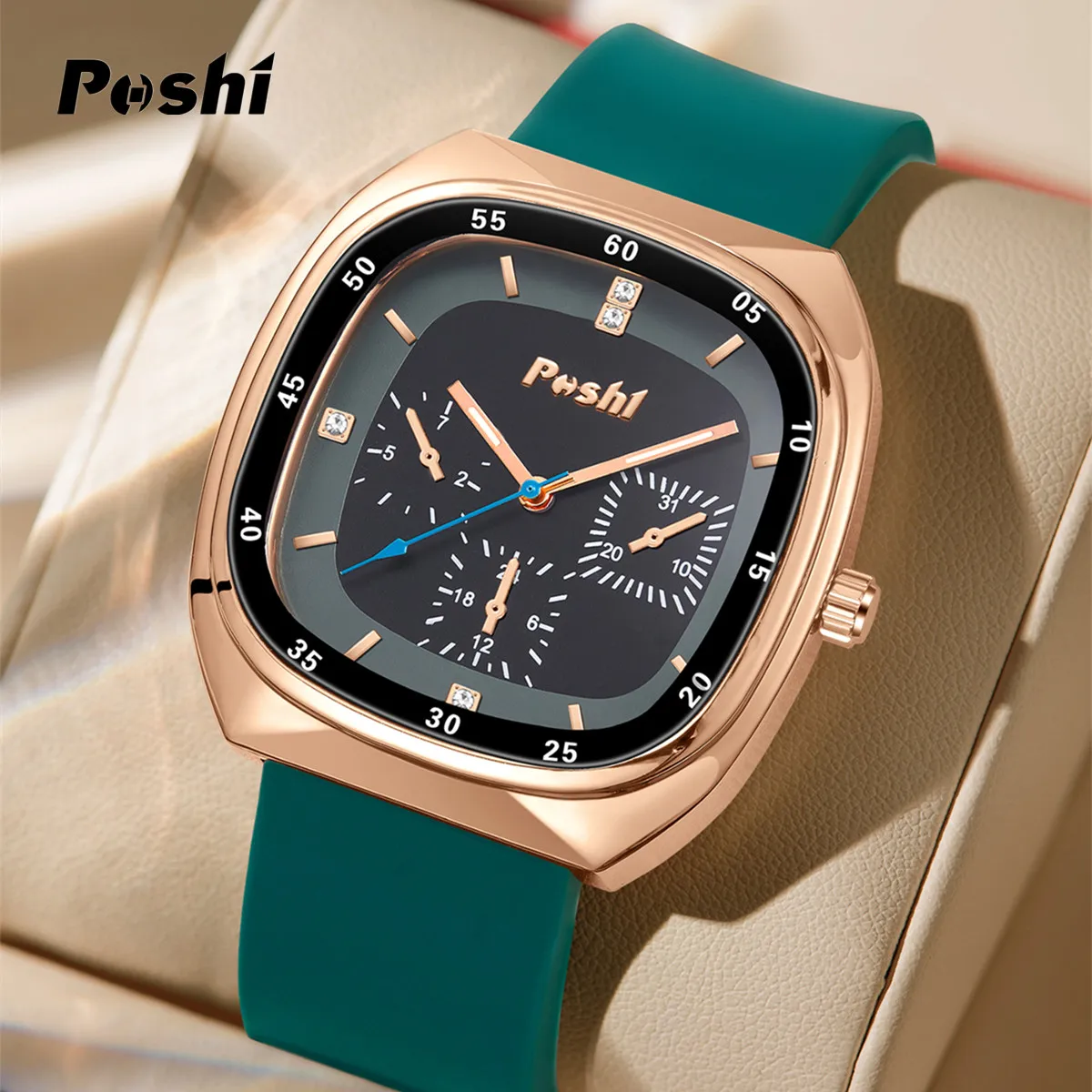 POSHI-Fashion-Watch-for-Women-Square-Quartz-Wrist-Watches-Soft-Silicone ...