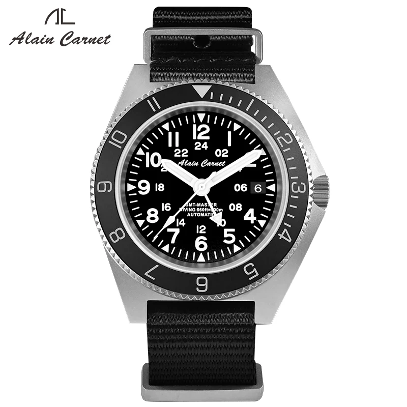 (Alain Carnet) New 41mm Diving Watch Dual Time Zone Nh34 Fully ...